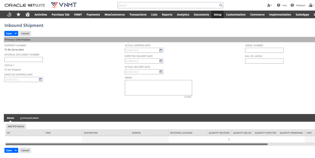 NetSuite Inbound Shipping - An Explainer - VNMT